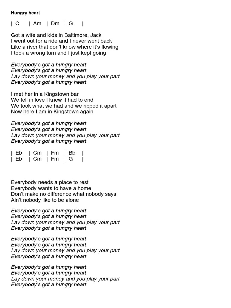 Hungry Heart Lyrics Analysis | PDF