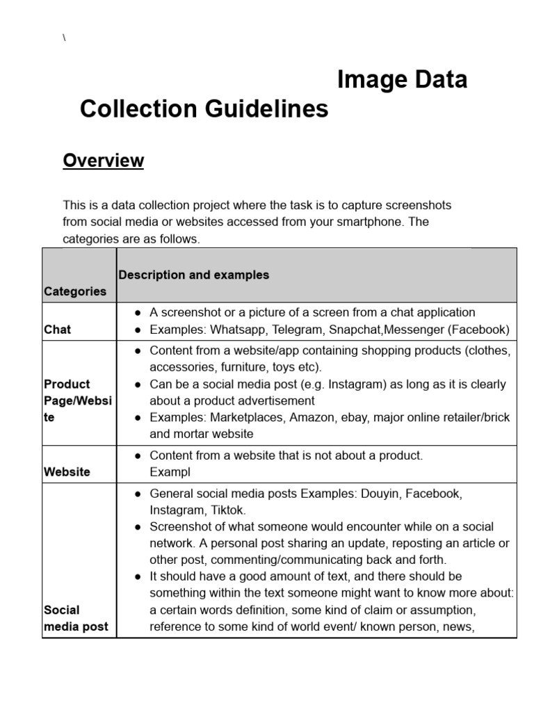 (Telus) - Data Collection - Guidelines | PDF | Social Media | Popular ...