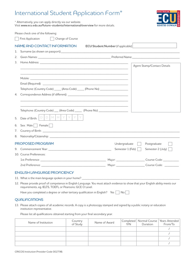 International Students Application Form | PDF