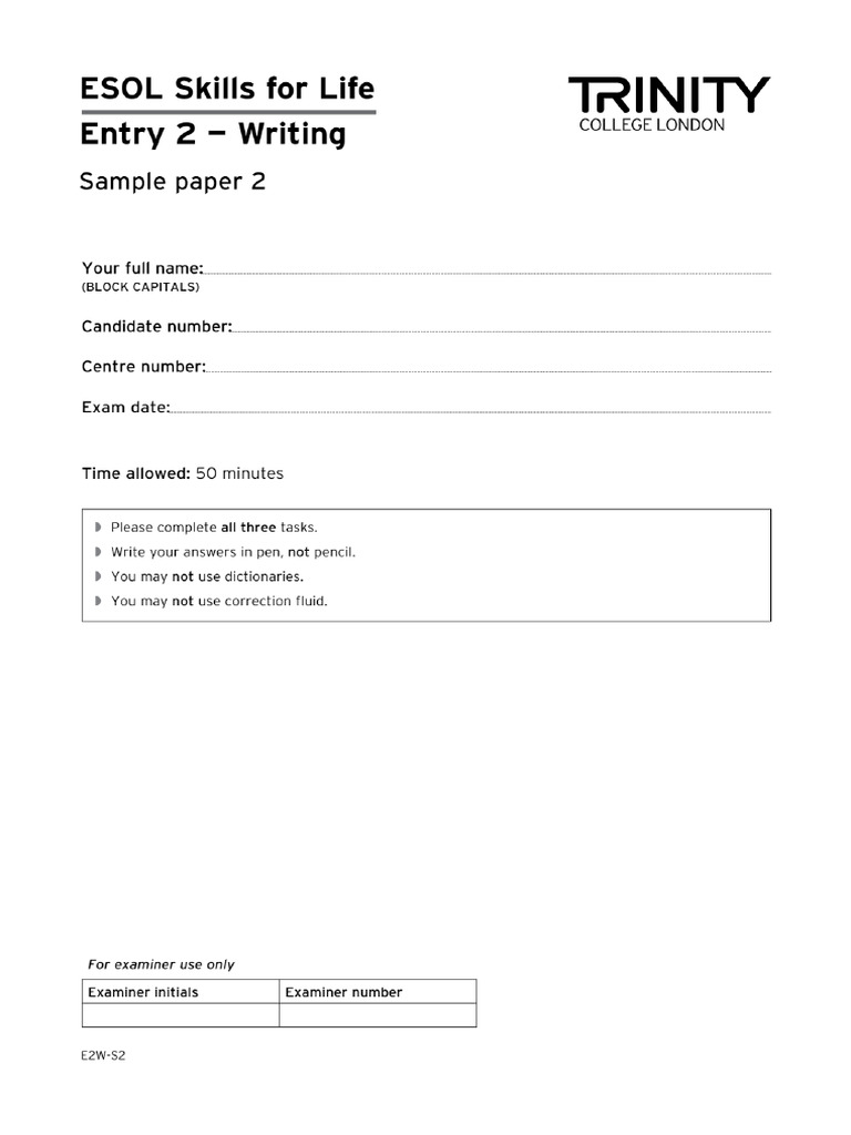 Sample Paper 2 - E2 Writing | PDF