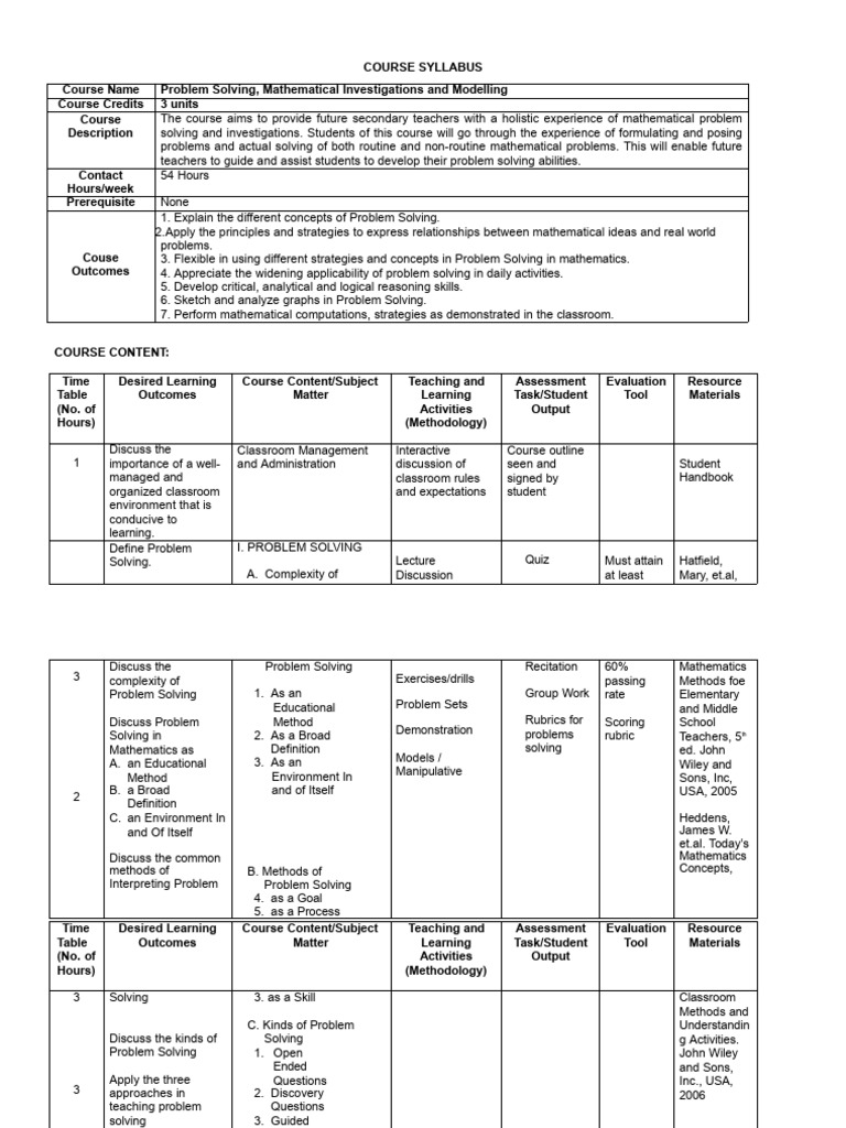 Problem Solving Mathematical Investigations and Modelling | PDF ...