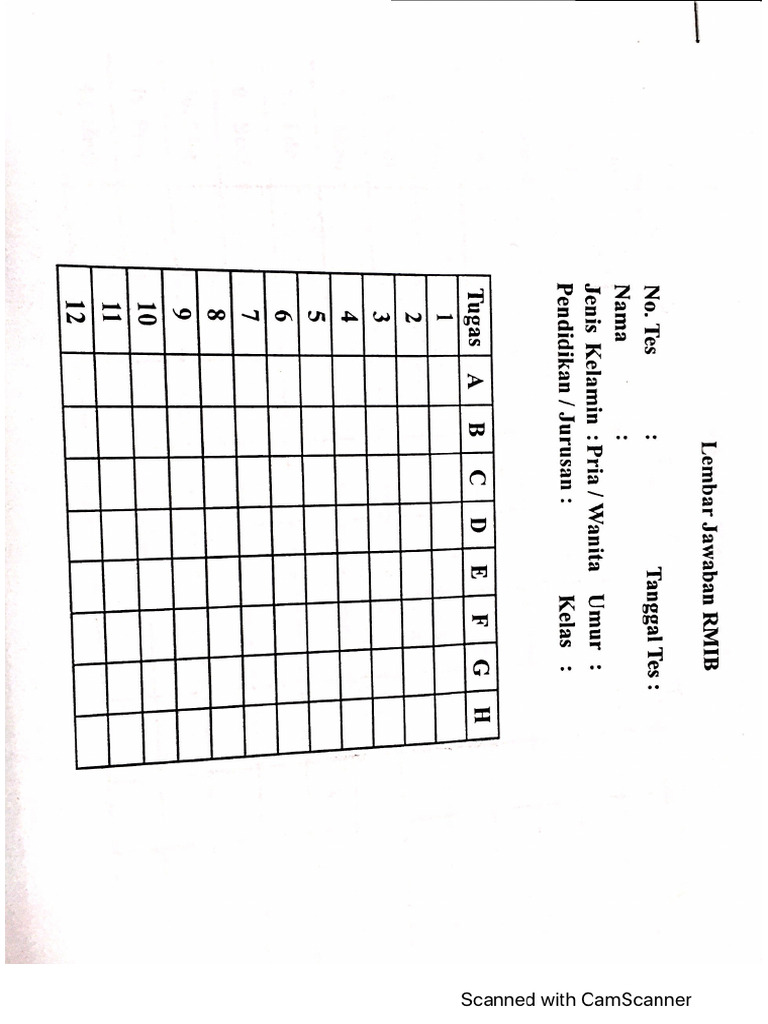 Lembar Jawaban RMIB | PDF