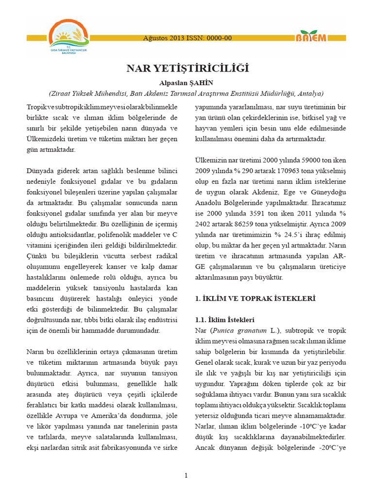 Nar Yetistiriciligi | PDF