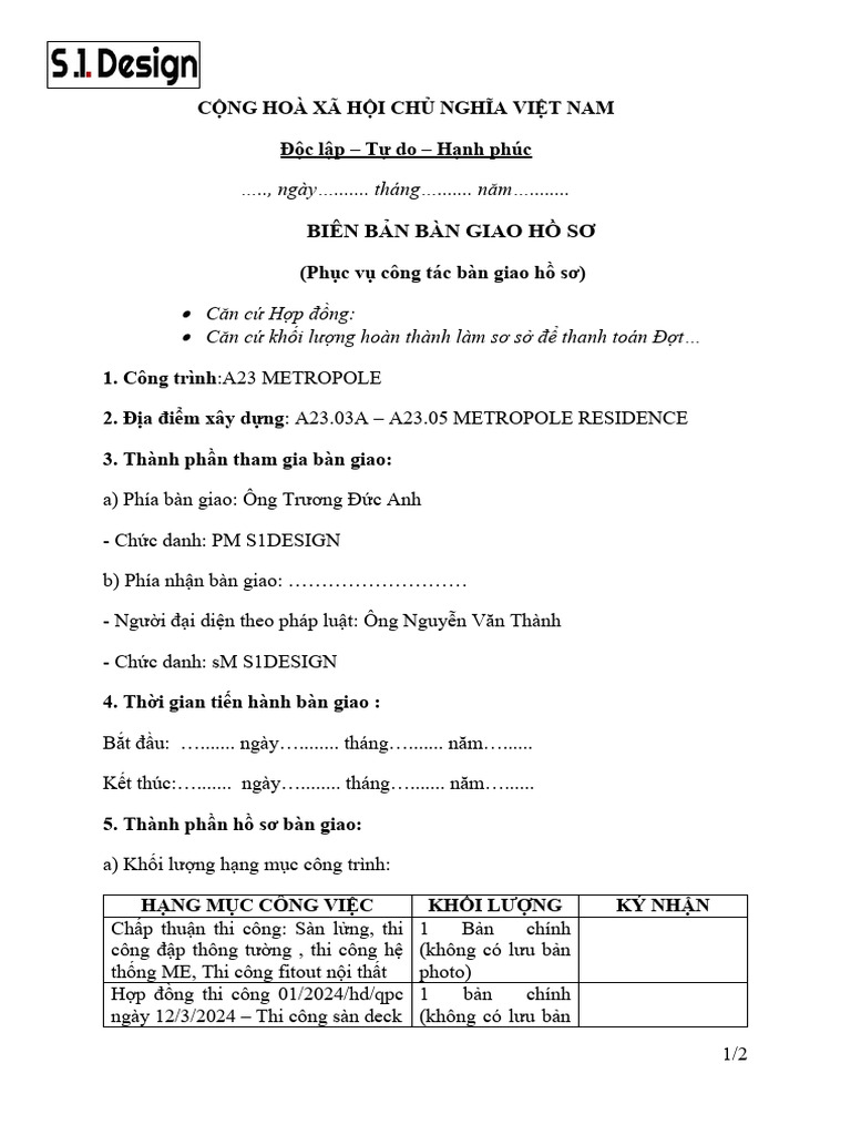 Mau Bien Ban Nghiem Thu Tung Giai Doan | PDF