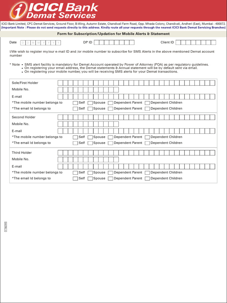 Subscription Unsubscription Form For Mobile | PDF | Banks | Mobile Phones