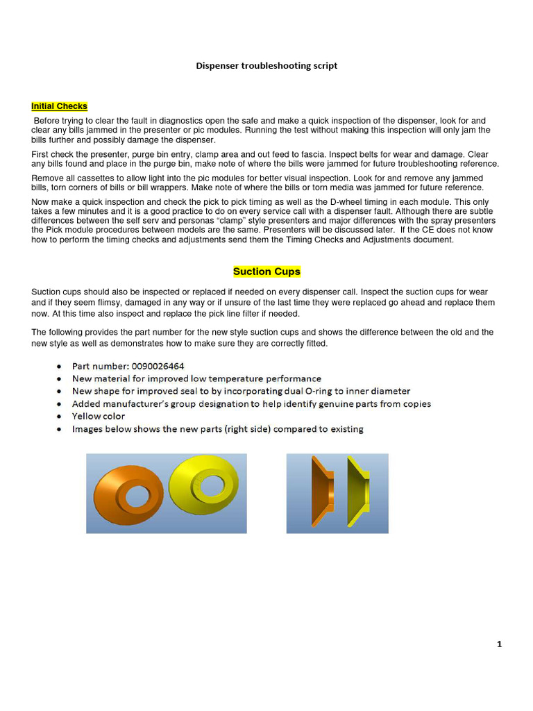 Dispenser Troubleshooting Script | PDF | Automated Teller Machine | Vacuum