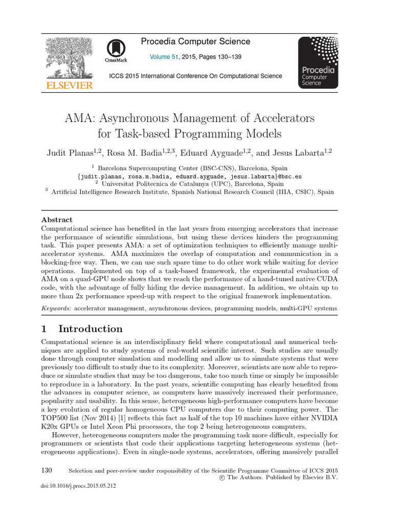 AMA Asynchronous Management of Accelerators For Task - 2015 - Procedia ... AMA Asynchronous Management of Accelerators For Task - 2015 - Procedia ...