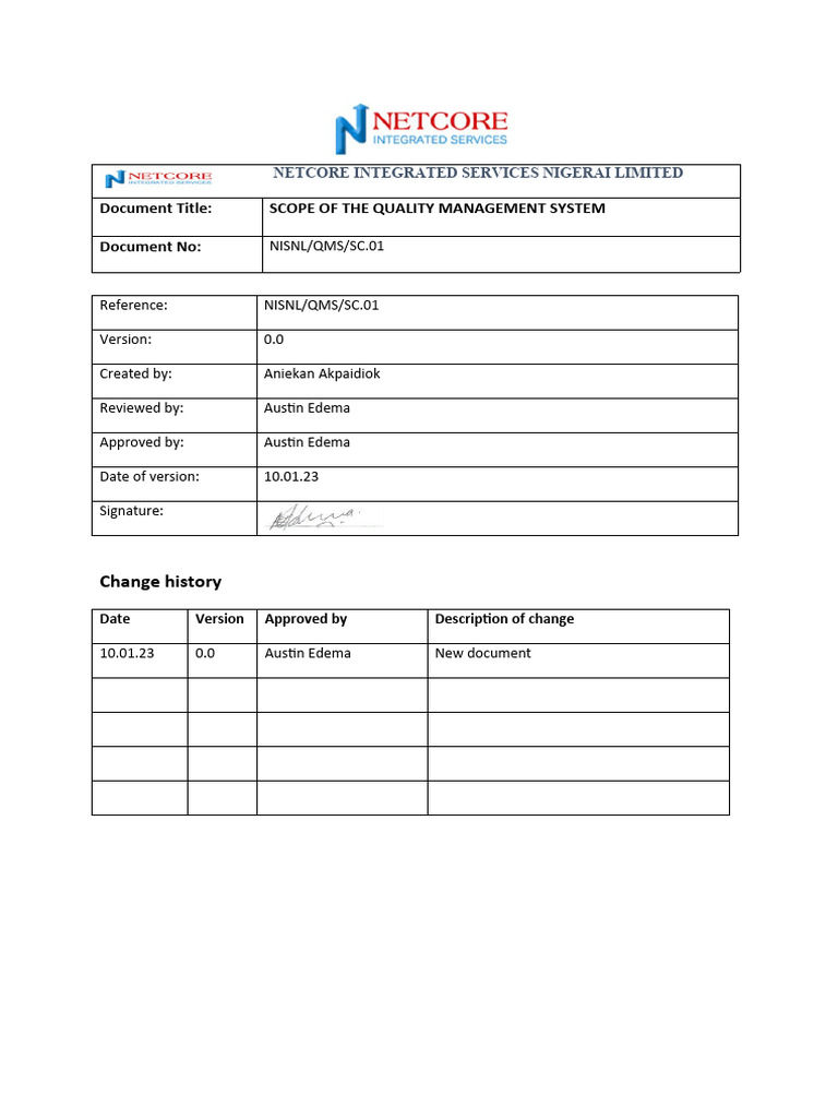 Scope of QMS Netcore 2024 160323 | PDF | Quality Management System | Scope (Computer Science)
