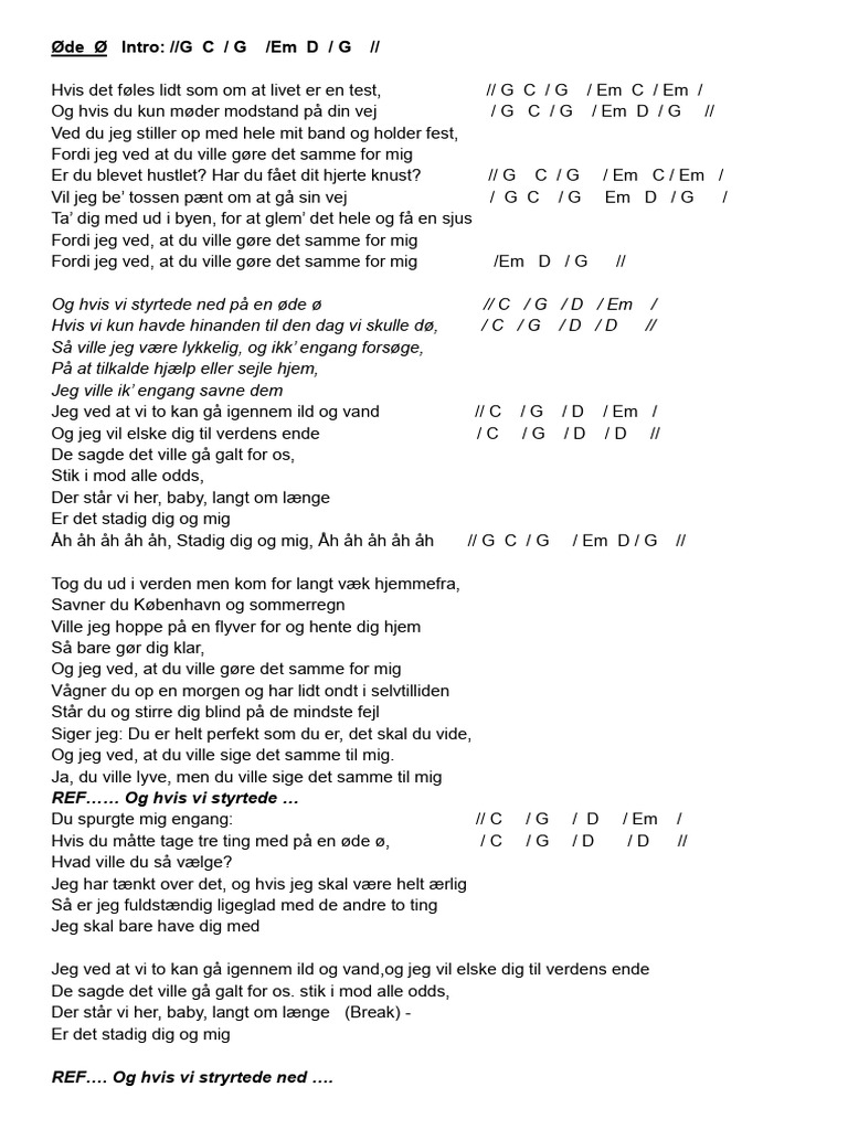 Øde Ø Chords Jan | PDF
