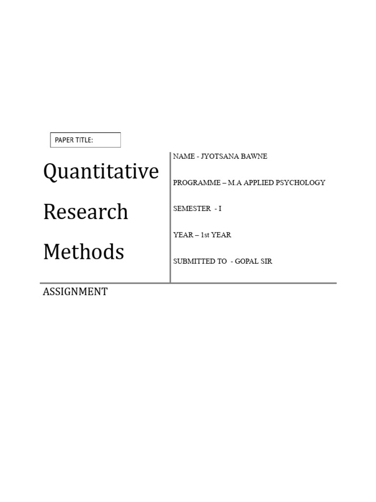 QRM Assign | PDF | Experiment | Scientific Method