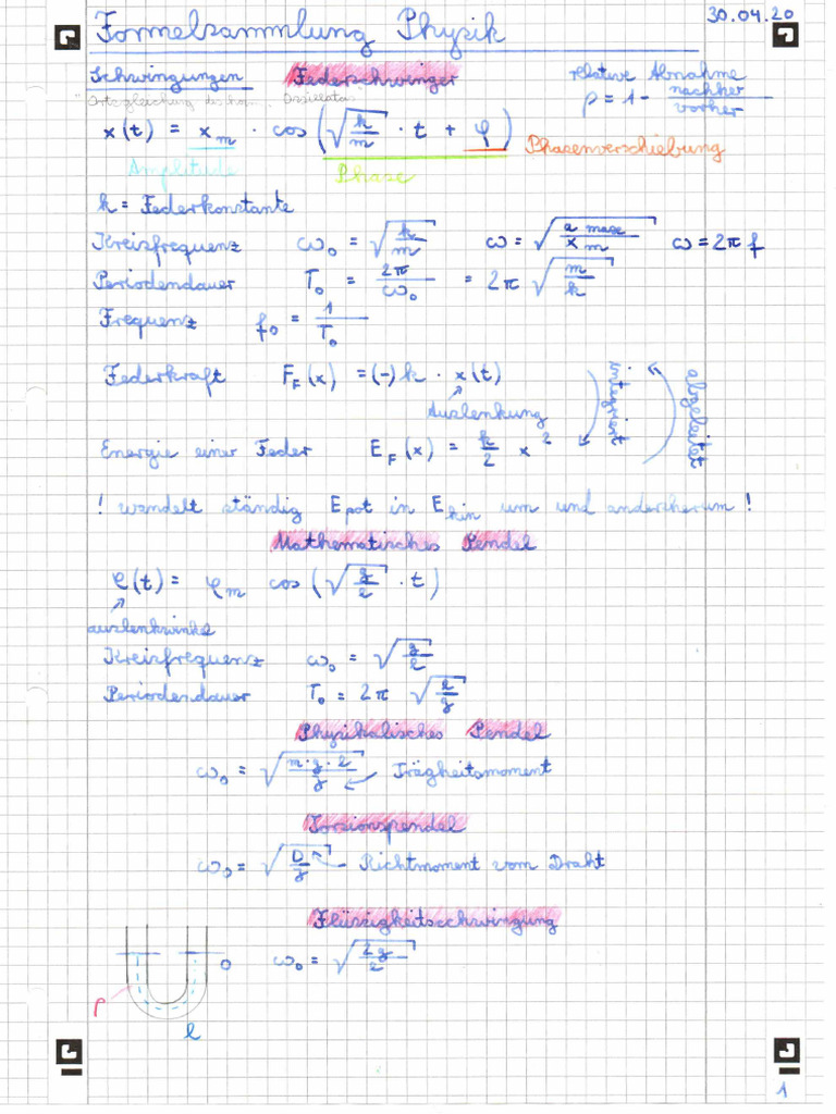 Formelsammlung Physik | PDF