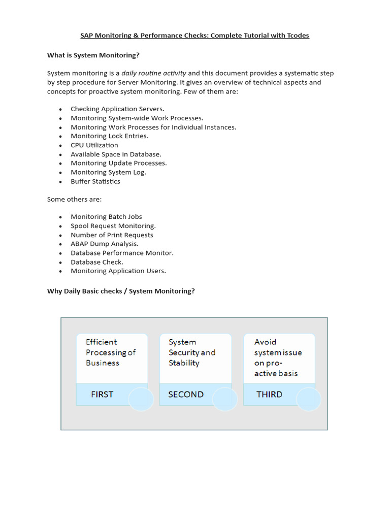 SAP Monitoring & Performance Checks | PDF | Databases | Database Transaction