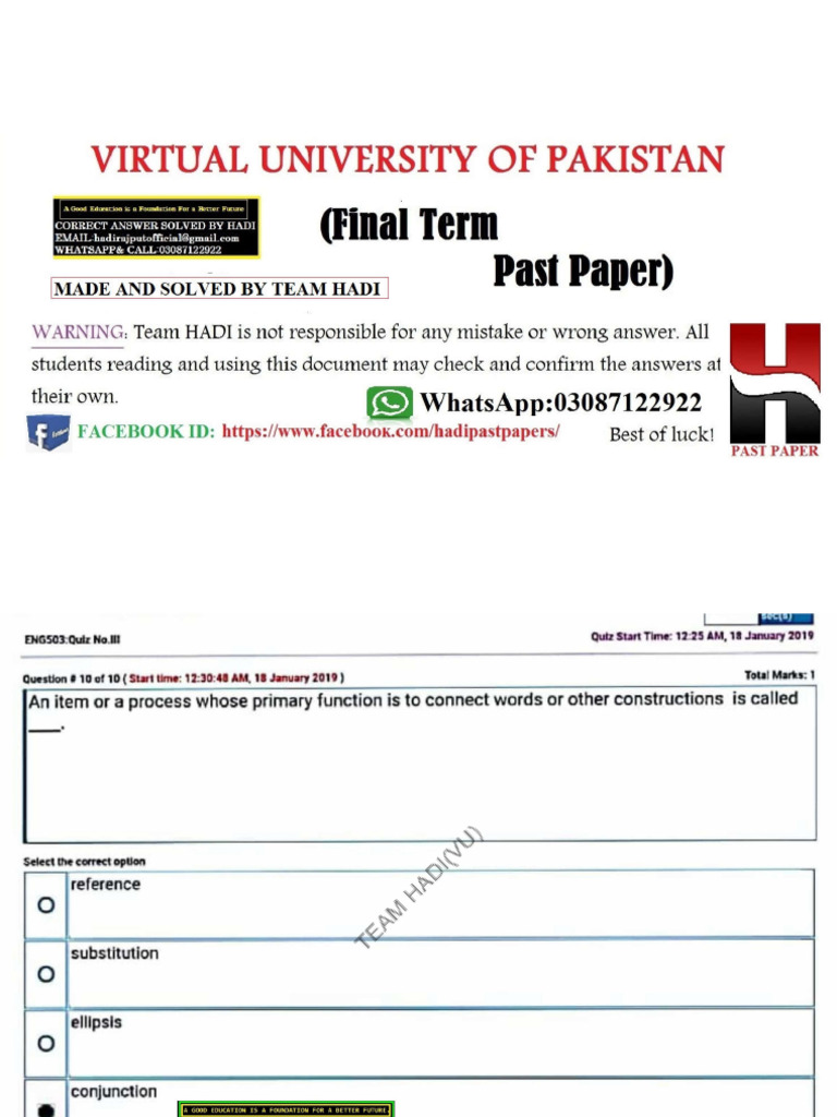Eng503 Final Term File 1 Solved by Team Hadi-1 | PDF