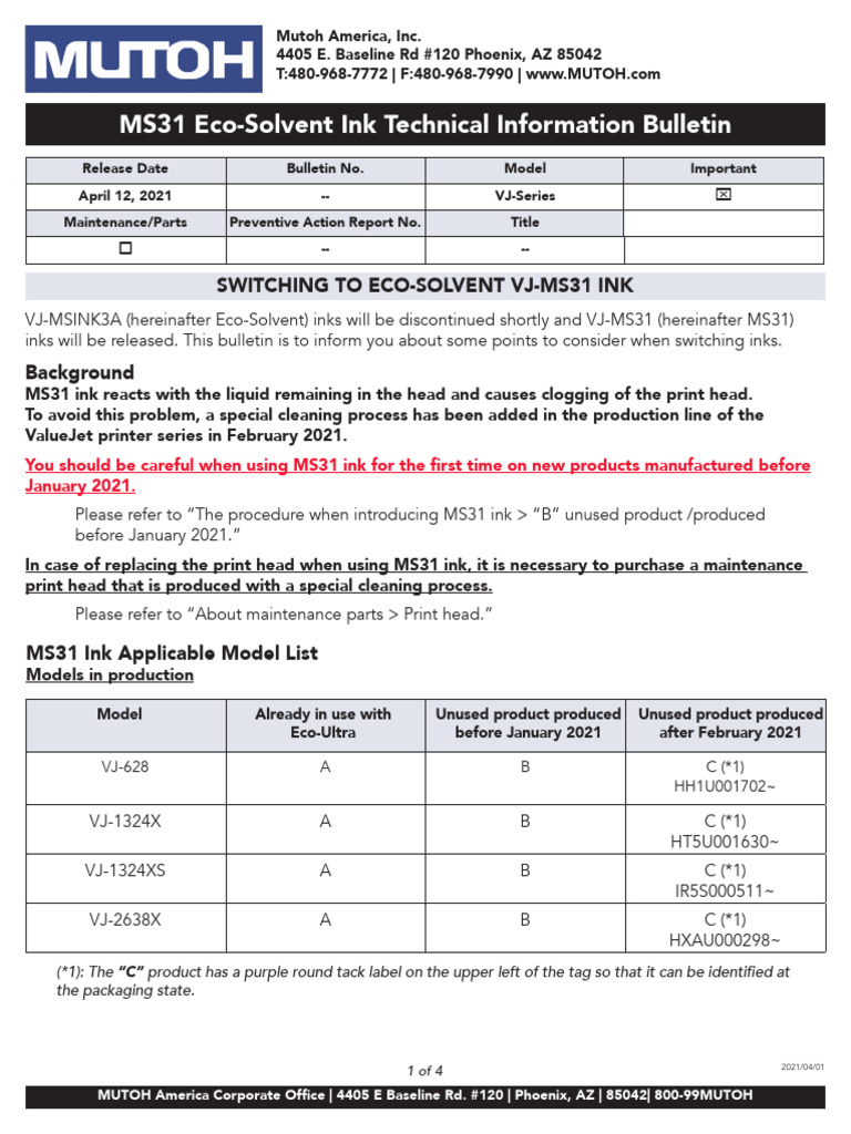 MS31 Technical Bulletin Final | PDF | Printer (Computing) | Office ...