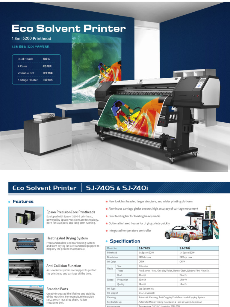 Eco Solvent Printer SJ-740S - SJ-740i PDF | PDF | Printer (Computing)
