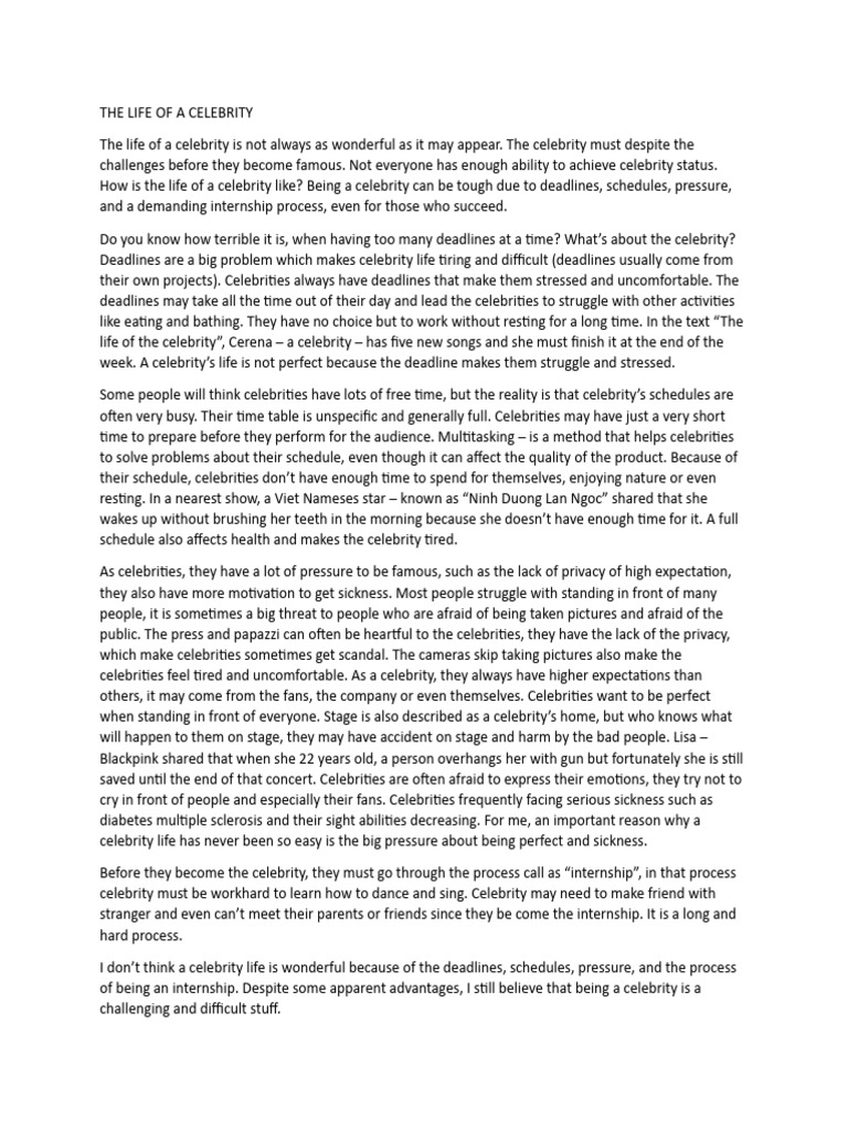 The Life of A Celebrity | PDF | Celebrity | Privacy