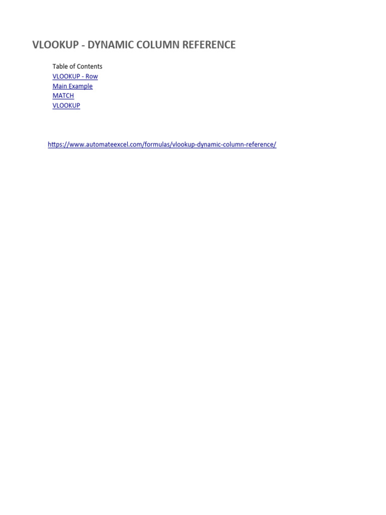 Vlookup Dynamic Column Reference | PDF | Career & Growth | Computers