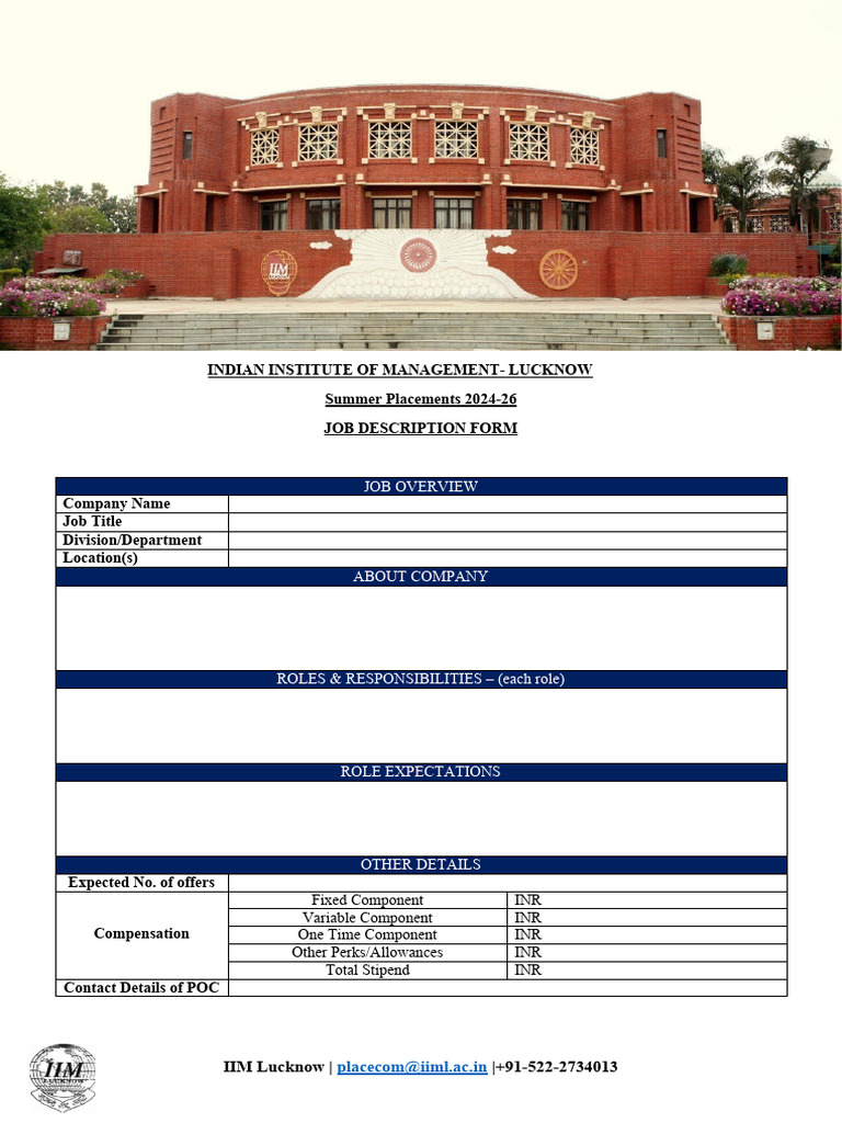 IIM Lucknow - Summers JD - 2024-26 | PDF