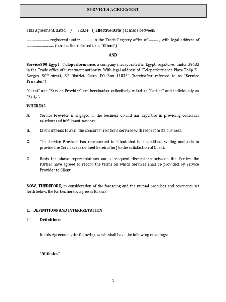 Master Service Agreement - Draft | PDF | Cost Of Living | Indemnity