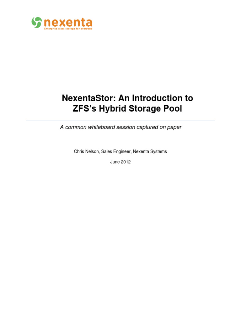 White - Paper Nexentastor - Zfs - Intro - To - Zfs - Hybrid - Storage - Pool | PDF | Computer ...