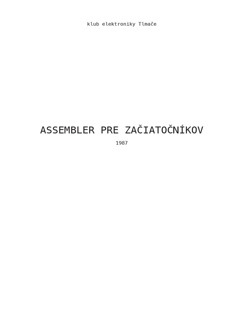 Assembler Pre Zaciatocnikov | PDF