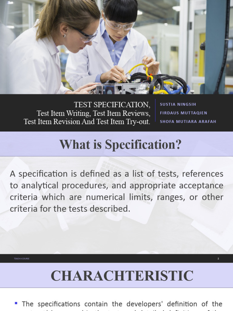 5 Test Specification | PDF | Specification (Technical Standard) | Cognition