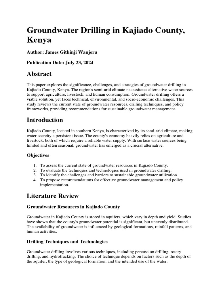 Groundwater Drilling Challenges in Kajiado | PDF | Groundwater | Water Resources