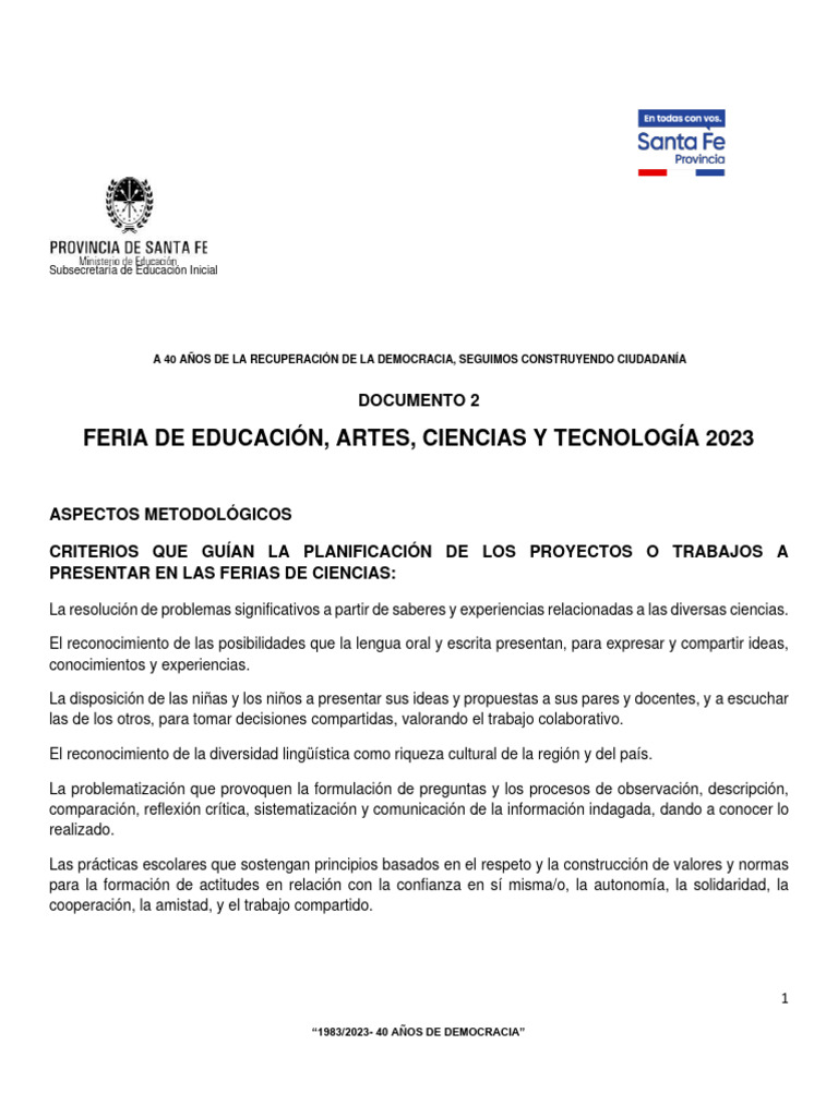 Feria de Ciencias 2023 Nivel Inicial Metodologia Documentacion | PDF ...