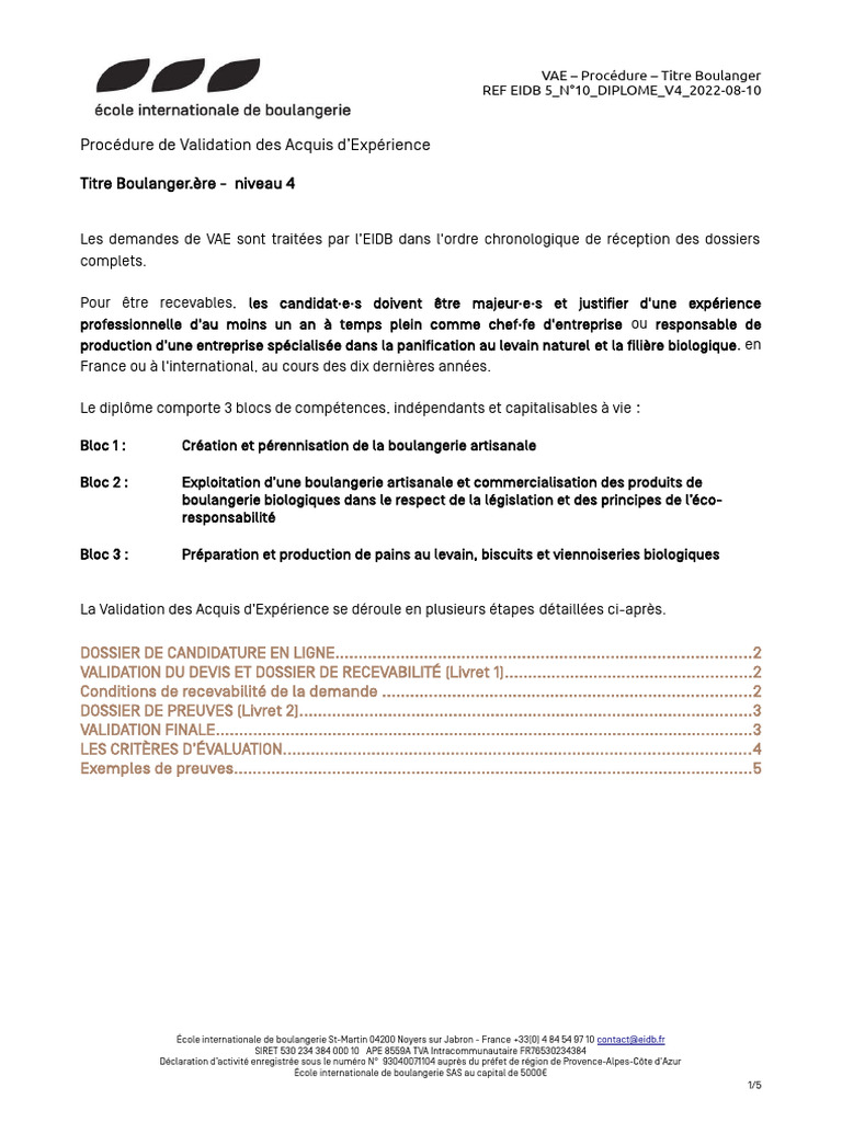 Procedure VAE | PDF | Boulangerie