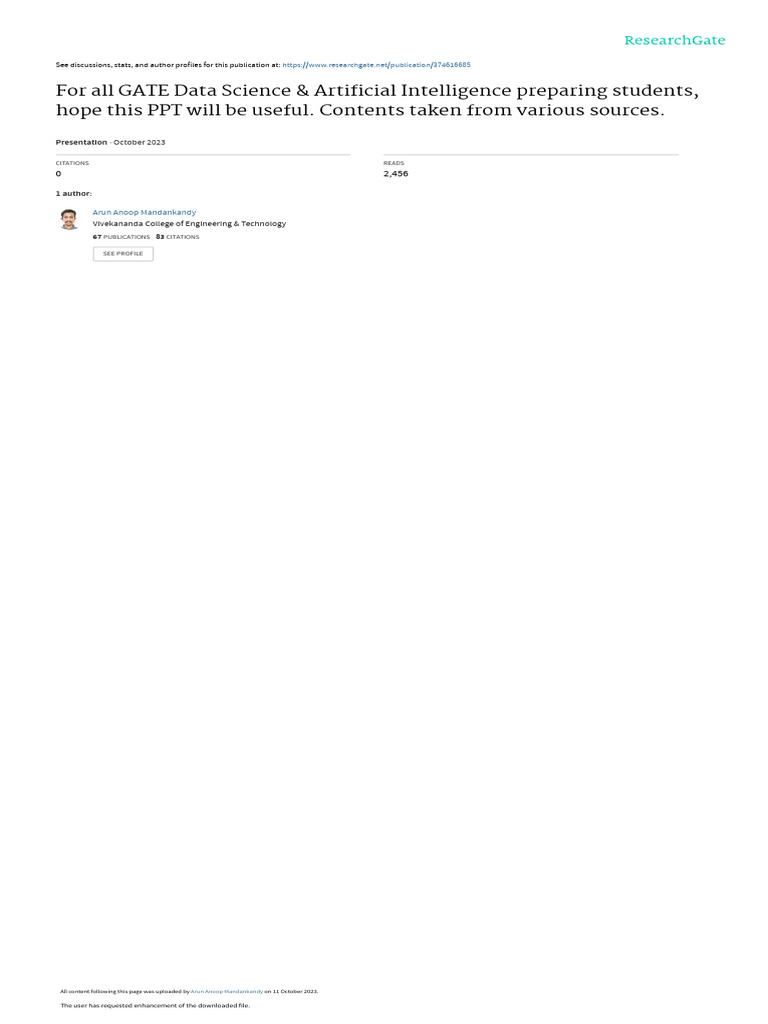 GATE ML Updated 111023 | PDF | Cross Validation (Statistics) | Machine ...