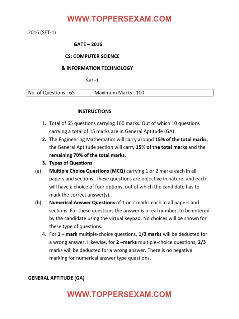 Gate Cs - 2016 | Download Free PDF | Computer Programming | Theoretical Computer Science