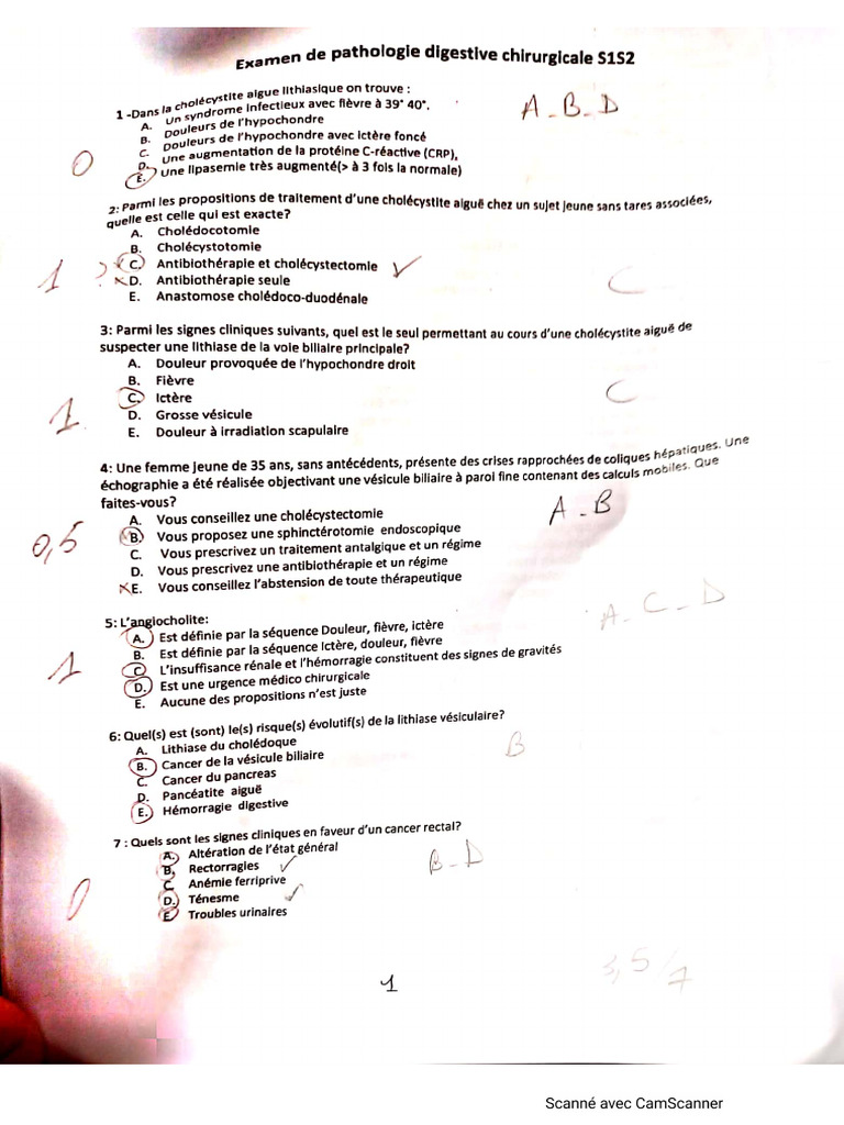 Examen Patho Chir Dig | PDF