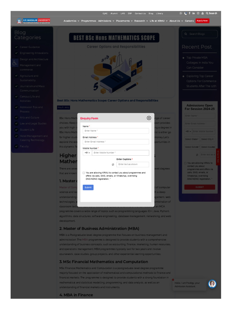 BSc Hons Mathematics Career Scope | PDF | Mathematics | Mathematical ...