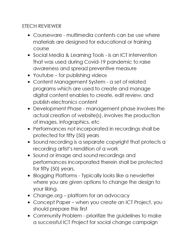 Etech Reviewer | PDF | World Wide Web | Internet & Web