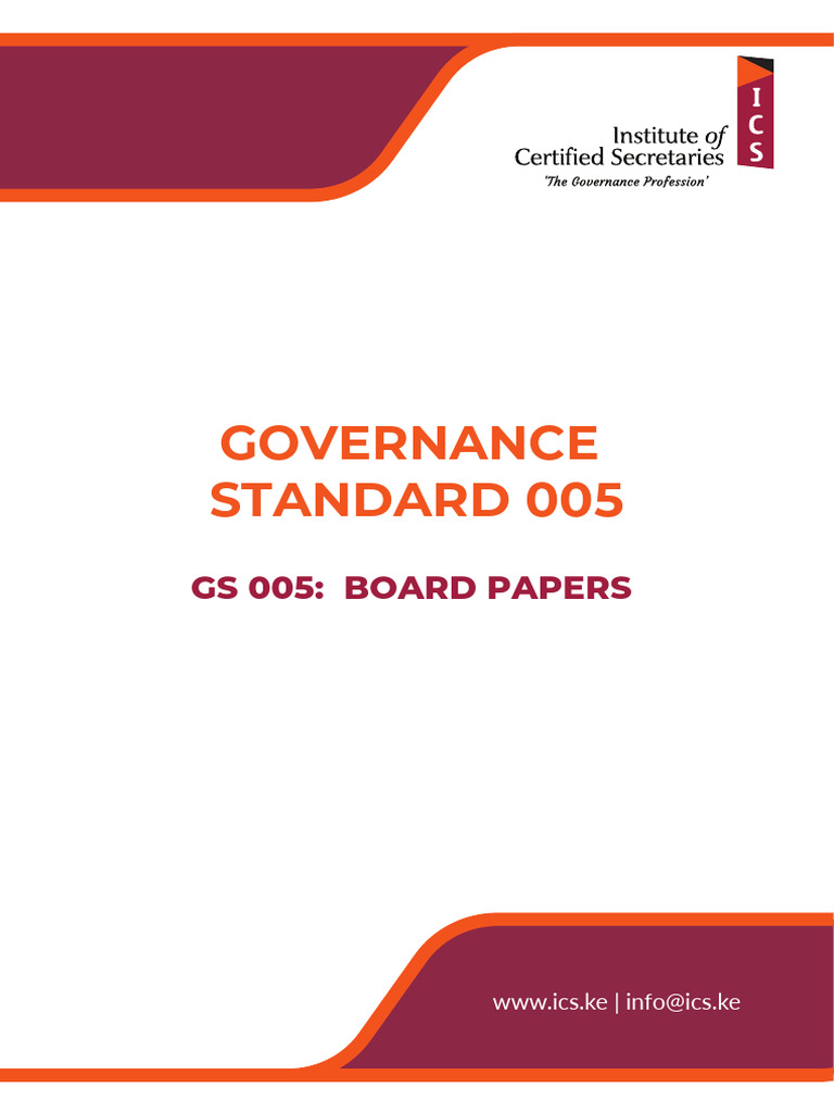 Governance Standard for Board Papers | PDF | Audit | Governance