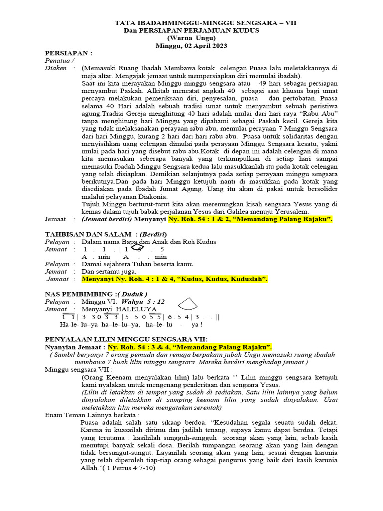 Tata Ibadahminggu Sengsara Ke-7 | PDF