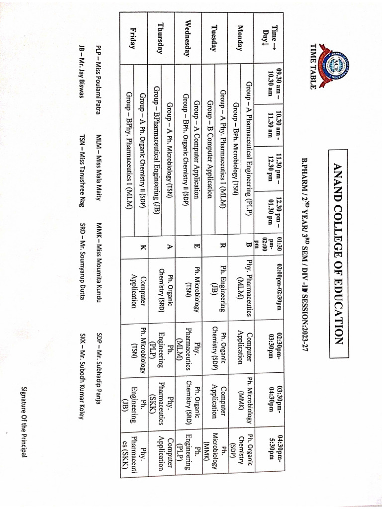 3rd Sem, Routine, 2023 - 27 | PDF
