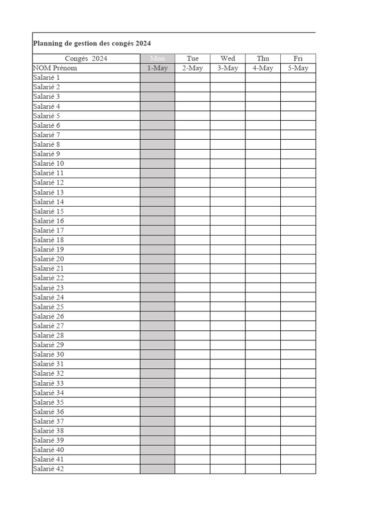 Planning Conges 2024 | PDF