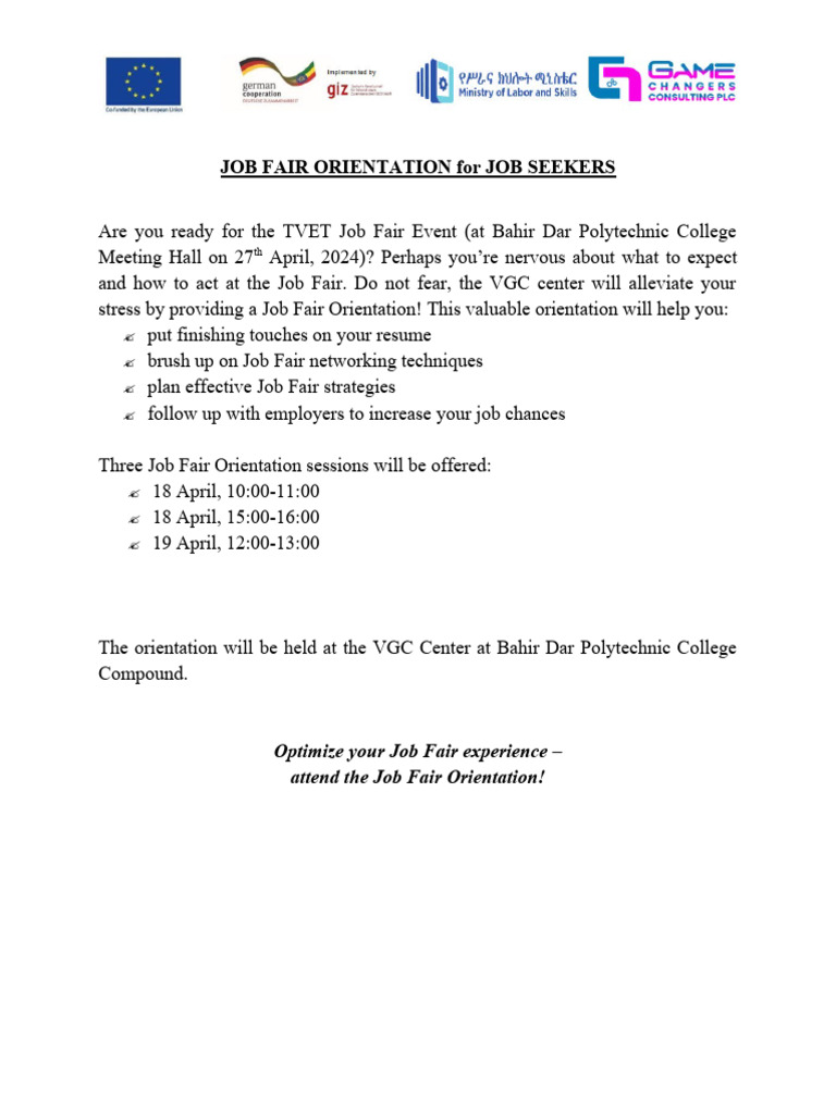 JOB FAIR ORIENTATION For JOB SEEKERS | PDF | Business