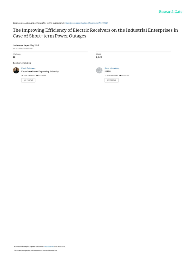 The Improving Efficiency of Electric Receivers On The Industrial ...