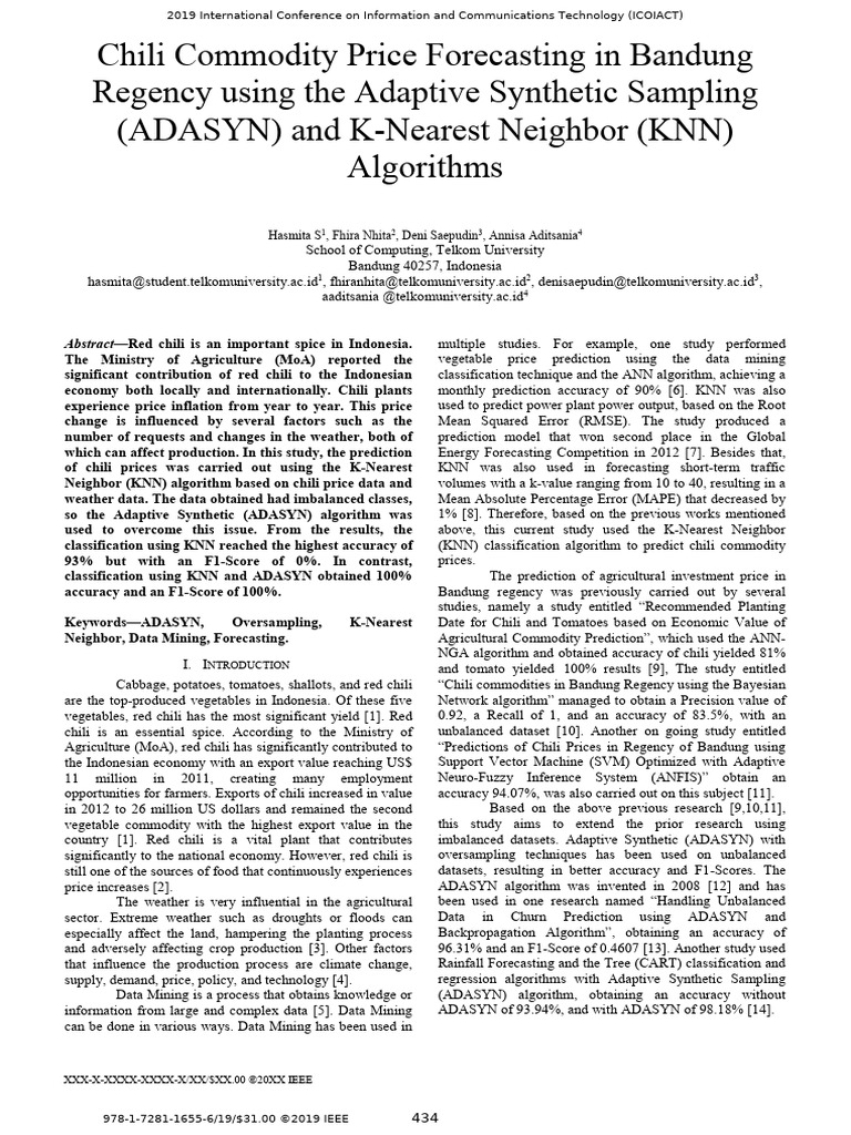 Chili Commodity Price Forecasting in Bandung Regency Using The Adaptive ... Chili Commodity Price Forecasting in Bandung Regency Using The Adaptive ...
