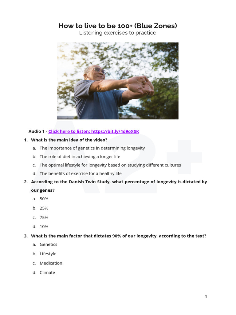 Blue Zones - Listening Exercises | PDF | Wellness