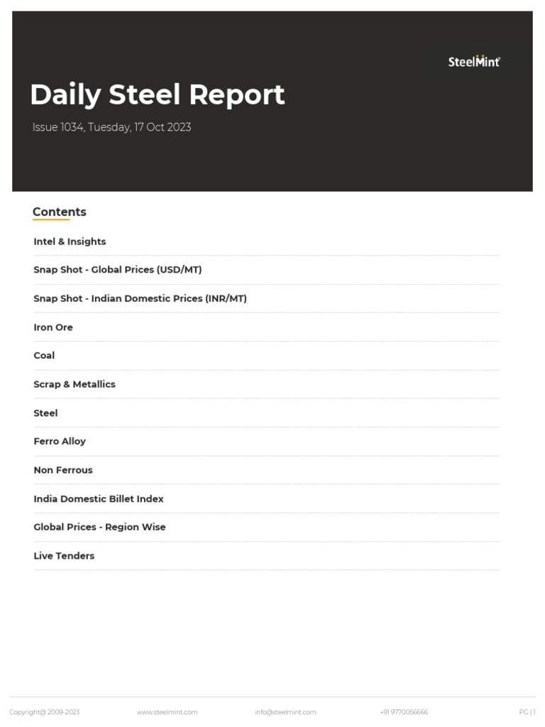 Daily Steel Report1697519266 | PDF | Scrap | Iron Ore