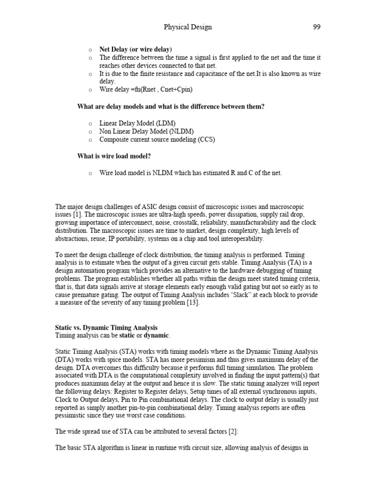 Physical Design Interview Complete 99 | PDF | Computer Engineering | Electrical Engineering