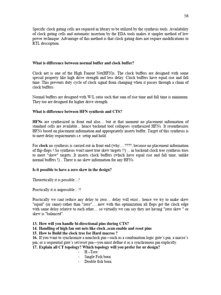Physical Design Interview Complete 56 | PDF | Logic Synthesis ...