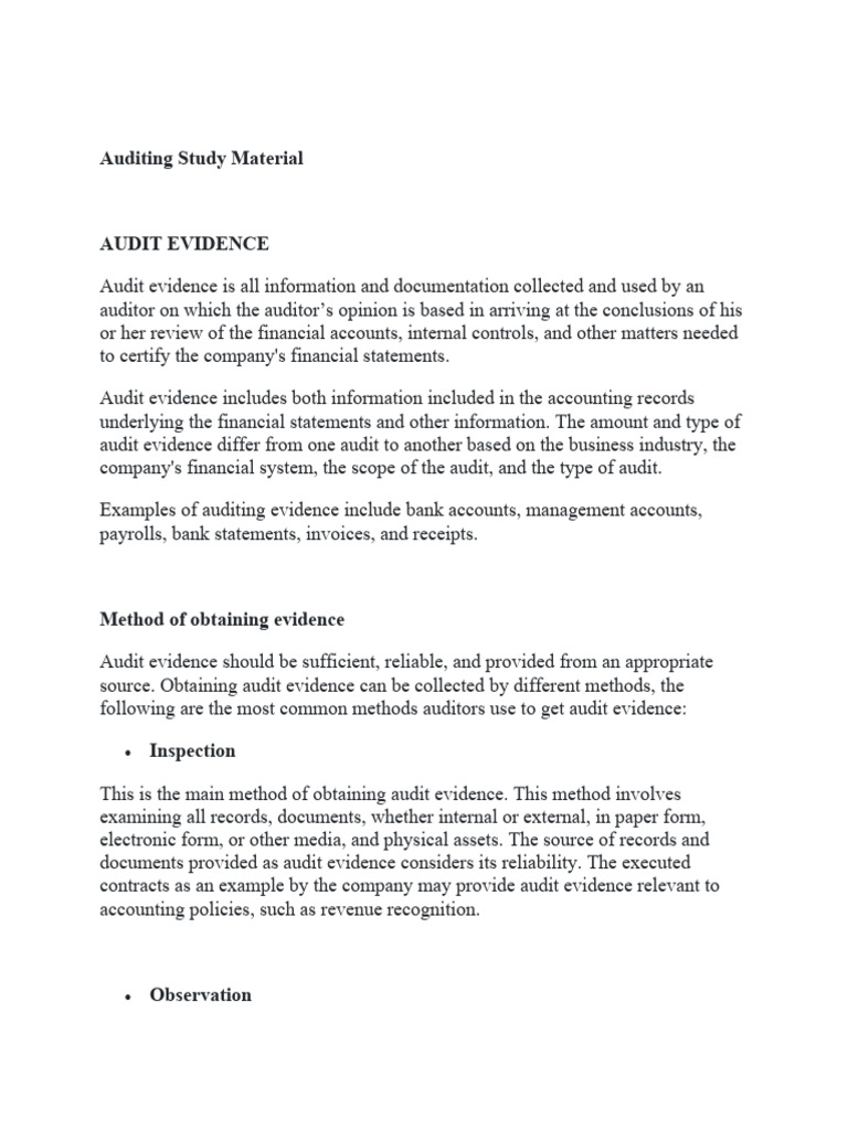 Auditing Study Material | PDF | Audit | Financial Audit
