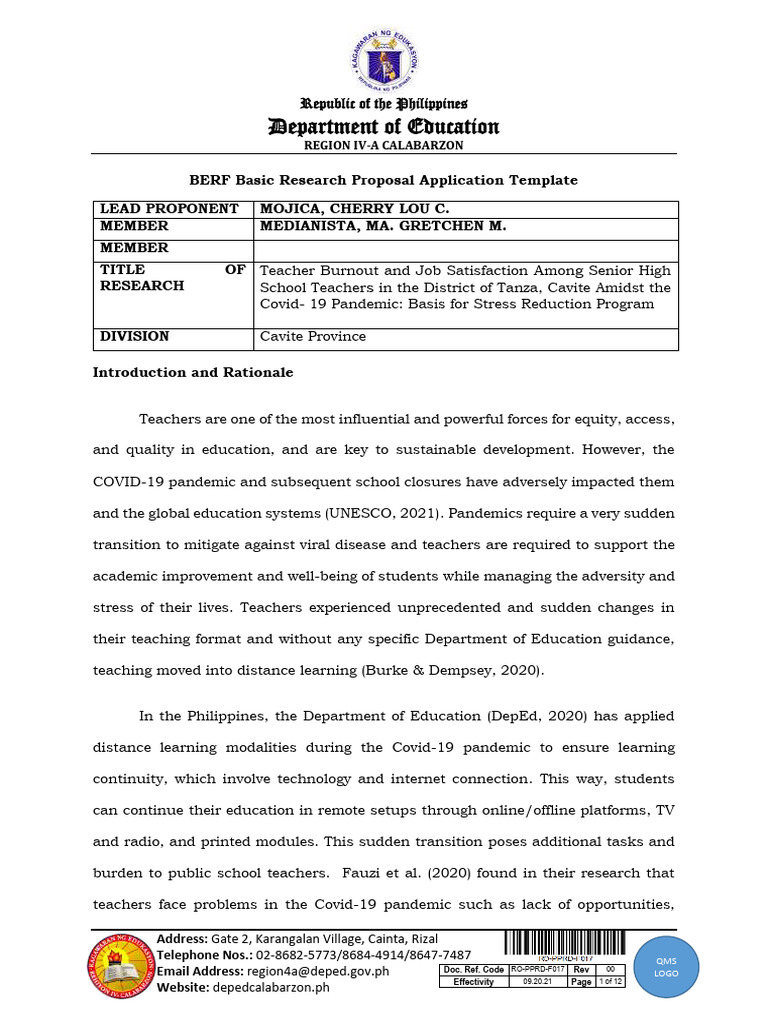 Basic-Research-Final Copy - Medianista - Mojica | PDF | Occupational Burnout | Occupational Stress