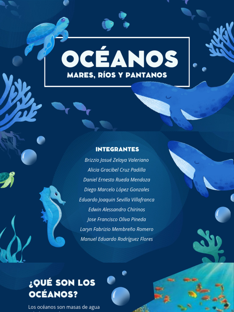 Presentacion Ecosistemas de Animales en Los Oceano Creativo Azul | PDF | Mar | Agua