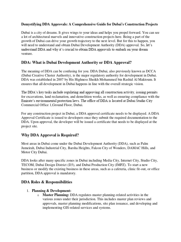 Demystifying DDA Approvals Final | PDF | Dubai | Landlord