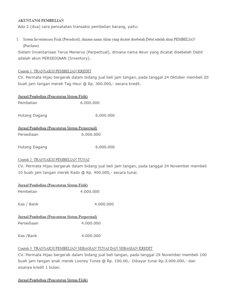 Pencatatan Akuntansi Pembelian Barang | PDF